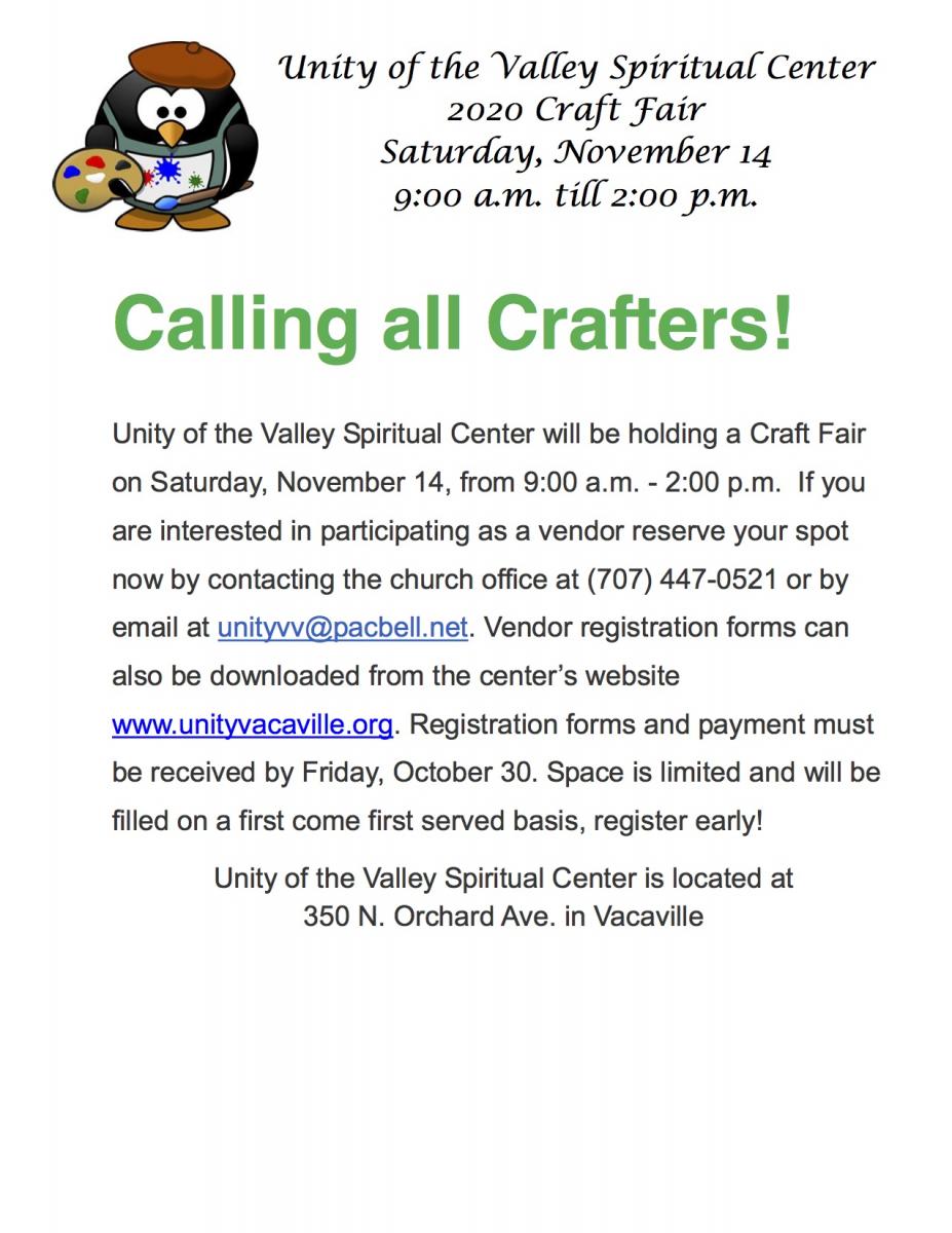 2020 Craft Fair | Unity of the Valley Spiritual Center